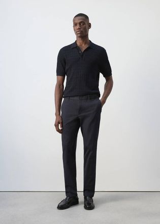 Mango Pantalon Barna slim-fit en serg&eacute; bleu marine - Homme - 38 - MANGO MAN