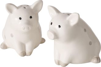 Boltze Streuer Lucky (2 TLG., Farbe Wei&szlig;, aus Porzellan, LxBxH: 6 x 7 x 7 cm, Form Schwein, F&uuml;llmenge 50 ml, Sp&uuml;lmaschinenfest, Salz- & Pfefferstreuer, Gew&uuml;r