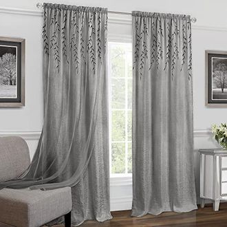 Achim Home Furnishings Window Curtain (Single Panel) Willow Rod Pocket Fenstervorhang (Einzelbahn), Polyester, grau, W 42 x L 84 (1
