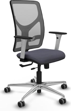 Piqueras y Crespo B&uuml;rostuhl mit schwarzen und wei&szlig;en Armlehnen, h&ouml;henverstellbare Lendenwirbelst&uuml;tze, ausgestattet mit Syncro/Traslack und Schneideschaum, Grau/Dunkelgr