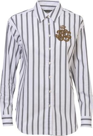 Ralph Lauren Femme, Blouses et Chemises, Blanc, Taille: 40 FR Chemise en coton ray&eacute; coupe d&eacute;contract&eacute;e