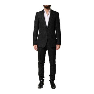 Dolce & Gabbana Homme, Costumes, Noir, Taille: S Ensemble 2 pi&egrave;ces crois&eacute; en brocart