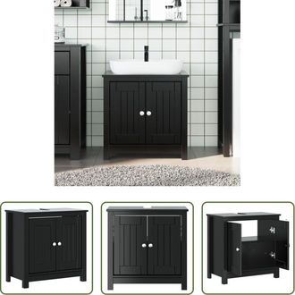 vidaXL Badwandschrank - Waschbeckenunterschrank BERG Schwarz 60x34x59 cm Kiefernholz