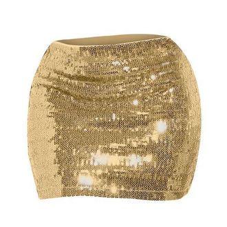 Generic Mini jupe noire scintillante pour femme, jupe à paillettes, jupe courte à paillettes de couleur unie, jupe moulante, jupe basique pour vacances, perfo