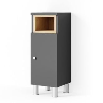 Vicco Midischrank Anthrazit Aquis 30x82x30 cm - Badezimmerm&ouml;bel, Kombination aus offenen F&auml;chern und T&uuml;ren f&uuml;r Flexible Nutzung