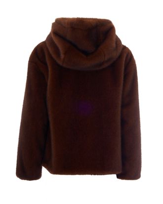 Herno Womens Bomber Jacket Soft Faux Fur Dark Brown