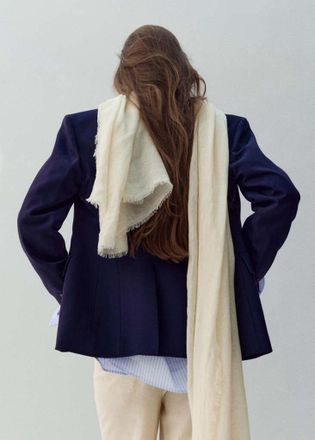 Mango Foulard lin bords effiloch&eacute;s &eacute;cru - Femme - Taille unique - MANGO