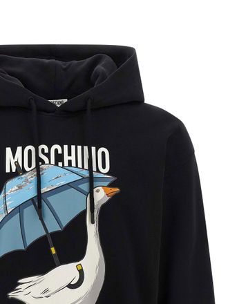 Moschino Goose-Print Cotton Hoodie - Black
