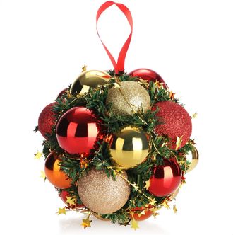 Com-Four Weihnachts-Hänger für die Weihnachtsdeko, Christbaumhänger als winterlicher Dekoartikel, Anhänger mit bunt glitzernden Christbaumkugeln (1 Stück - Kug