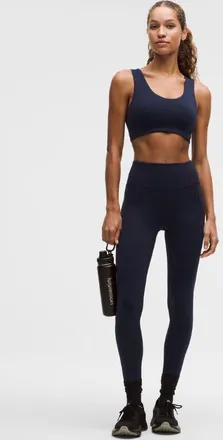 lululemon Legging Wunder Train No Line taille haute &agrave; finitions passepoil&eacute;es pour Femmes - 64 cm - Burgundy/Bleu - Taille 10