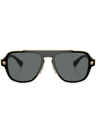 Versace Pilotenbrille mit eckigen Gläsern - Schwarz
