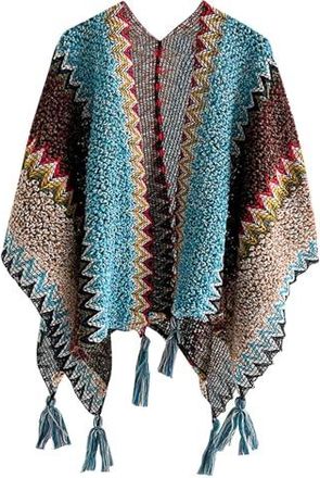 Generic Poncho pour Femme Cardigan &Eacute;l&eacute;gant Ch&acirc;le Femme Chauds Poncho Cape R&eacute;versible &Eacute;charpe Chale Polaire Poncho Femme Ch&acirc;le Femme &Eacute;charpe Cape Tricot&eacute; Foula