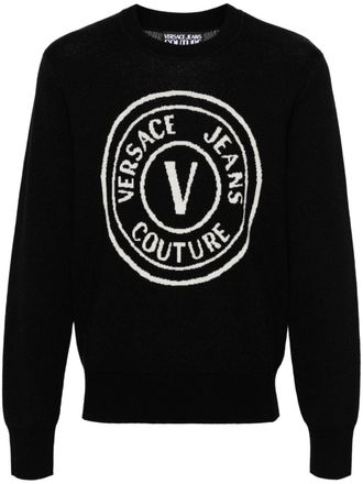 Versace Jeans Couture pull V-Emblem en laine - Noir