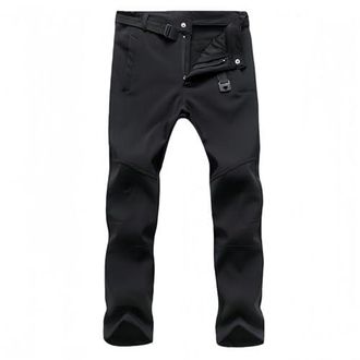 Generic Pantalon utilitaire imperm&eacute;able doubl&eacute; de polaire, pantalon de randonn&eacute;e imperm&eacute;able doubl&eacute; en polaire thermique avec poches zipp&eacute;es, Noir, 3XL