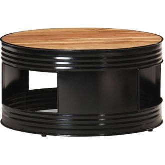 vidaXL Table basse Noir 68x68x36 cm Bois dacacia massif vidaXL
