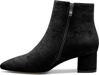 Castamere Femmes Bloc Chunky Bas Kitten Talon Heel Ferm&eacute; Pointu Bout Bottines Slip-on Fermeture &agrave; Glissi&egrave;re Bureau Classique Dress Bottes Noir Su&egrave;de 40 EU