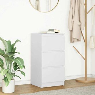 vidaXL Vidaxl - Buffet blanc 37,5x35x76 cm - Bois ding&eacute;nierie durable - 3 tiroirs - Capacit&eacute; de charge 60 kg - Facile &agrave; entretenir