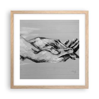 Arttor Poster Rahmen helle Eiche Handschriftlich H&auml;nde Schwarzwei&szlig; Deko 40x40cm Wandposter Wandbilder Dekoration Wohnzimmer Schlafzimmer K&uuml;che Wanddeko Bild 