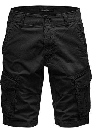 Amaci & Sons Herren Cargoshorts M&auml;nner Kurze Bermuda Hose Regular Fit 7035 Schwarz W32