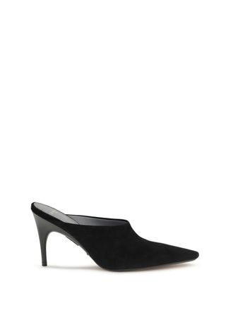 Balenciaga Womens Mule Pumps Duchesse Suede Black-Gold Upper: Sandal Black/gold