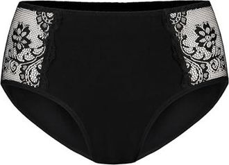 Teyli Culotte Femme Coton Grande Taille - Culotte Coton Femme Taille Haute - Slip avec Dentelle Fine et d&eacute;licate &agrave; Motif Floral Subtil Noir XXL