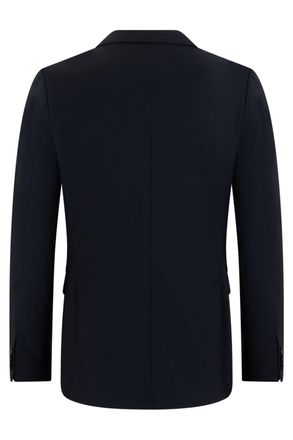 HUGO BOSS Double-Breasted Virgin Wool Blazer - Navy