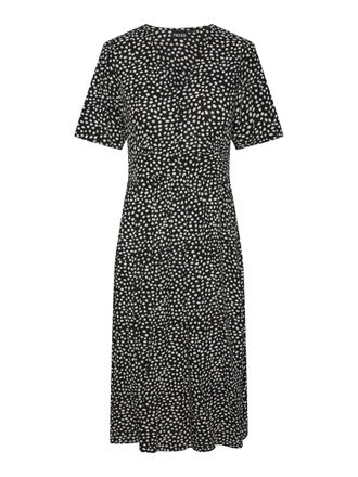 Pieces Damen Pctala Ss Midi Dress Noos Bc, Black/AOP:dot,XS