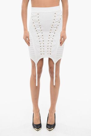 Balmain Minirock Aus Strick Mit Schn&uuml;r-Design Balmain