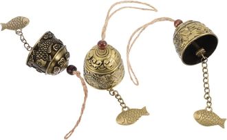 Artibetter 3 St&uuml;ck Feng Shui Windspiele aus Bronze mit Drachen und Fischmotiven Vintage Metall H&auml;ngeglocken f&uuml;r Hausgarten Terrasse Chinesisches Gl&uuml;cks Windspiel