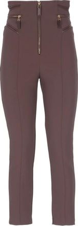 Elisabetta Franchi Femme, Pantalons, Rouge, Taille: 40 FR Pantalon Bordeaux Cr&ecirc;pe Court pour Femme