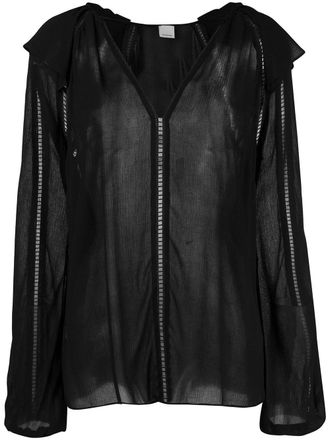 Pinko Lapis Bluse mit V-Ausschnitt - Schwarz