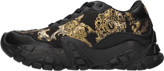 Versace Jeans Couture Baskets en cuir et tissu imprim&eacute; - Homme - Chaussures - Multicolore - Taille: 39 EU