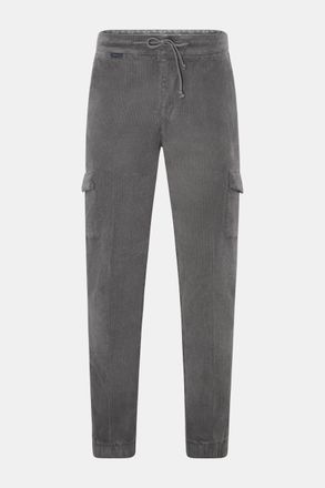 04651/ Herren - Cord-Jogpants Smart Cord Cargo dunkelgrau