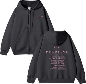 Generic Sweat &agrave; Capuche Deadline 2025 World Tour Graphic Support High Street Sweat-Shirts Unisexes en Coton &agrave; Fermeture &eacute;clair(A-Gray-Padded,S)