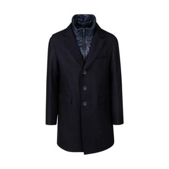 Herno Homme, Manteaux, Bleu, Taille: M Manteau en laine Melton &agrave; effet diagonal