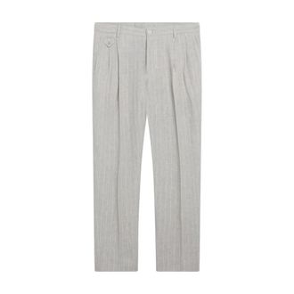 Dolce & Gabbana Pinstripe Leinenhose - - Trousers - Herren - Grau - M