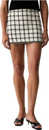 Twinset Mini-jupe en boucl&eacute; &agrave; motif &agrave; carreaux - Femme - Jupes - Beige - Taille: 40 FR