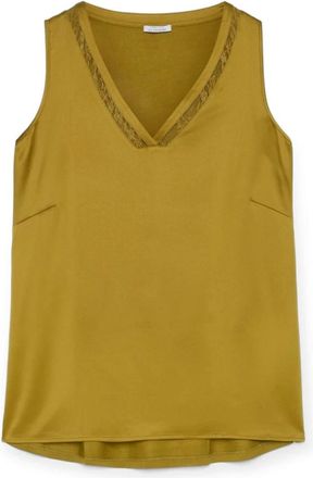 Fiorella Rubino Femme, Tops, Vert, Taille: 40 FR Top avec d&eacute;collet&eacute; en V et d&eacute;tail en dentelle