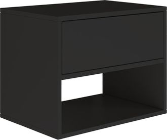 Selsey Nachttisch H&auml;ngend Schwebender Schwarz Farbe 50B x 36T x 40H cm Nachtschrank mit Schublade in Minimalistischer - Push-to-Open - Skandinavischen Platzs