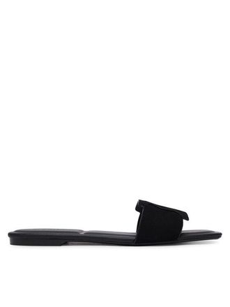 Calvin Klein Pantoletten Square Flat Sndl Embl Suede HW0HW03055 Schwarz