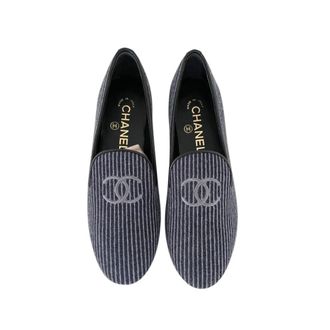 Chanel Striped Room Service CC Loafers Size 35