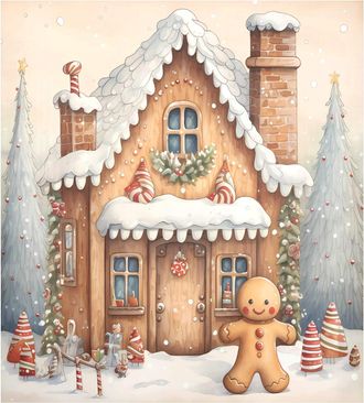 Alaza Weihnachtliches Lebkuchenschloss, Geschirrspüler-Magnetabdeckung, Aufkleber, dekorativer Kühlschrank-Magnet-Panel, Aufkleber für Zuhause, Küche, Gerät