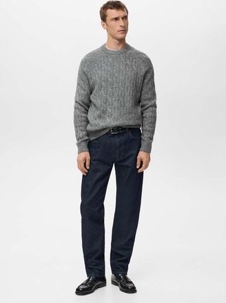 Mango Pull en maille &agrave; torsades gris - Homme - XXL - MANGO MAN