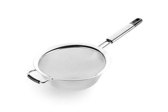 Bra 22 cm gro&szlig;es Sieb, mit verst&auml;rktem Griff, aus Edelstahl 18/10, stapelbares System, einfache Aufbewahrung, mit Loch im Griff