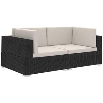 vidaXL Vidaxl - Chaises dangles lot de 2 avec coussins R&eacute;sine tress&eacute;e Noir