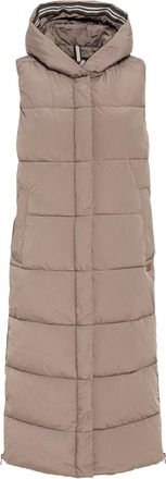 Camel Active Damen Lange Steppweste aus recyceltem Polyester Braun, womenswear-42