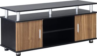 HOMCOM TV Cabinet Unit f&uuml;r TVs bis zu 55 Zoll mit Speicherplatz und Cupboards, Living Room Entertainment Center Media Konsole, Schwarz und Walnut