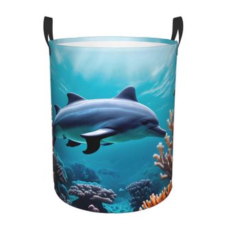Generic Wäschesäcke Wunderschöne Unterwasserwelt Mit Delfinen Und Korallen, Wäschetonne Wasserdicht Wäschekörbe Elegante Wäschesack Für Schlafzimmer Wäsche 40