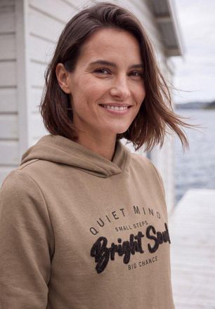 Cecil Kapuzensweatshirt Hoodie mit Details in Rippstruktur