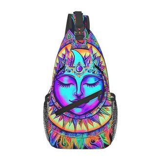 Generic Sac &agrave; dos &agrave; bandouli&egrave;re pour homme - Motif espace psych&eacute;d&eacute;lique - N&eacute;on - Pour la randonn&eacute;e